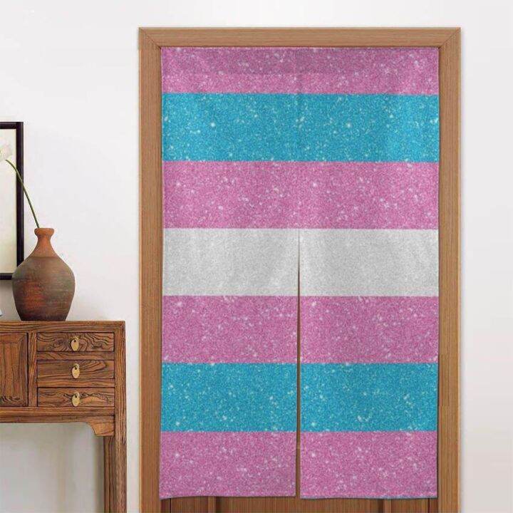Glitter Transgender Pride Flag Door Curtain Fashionable Soft Curtain ...