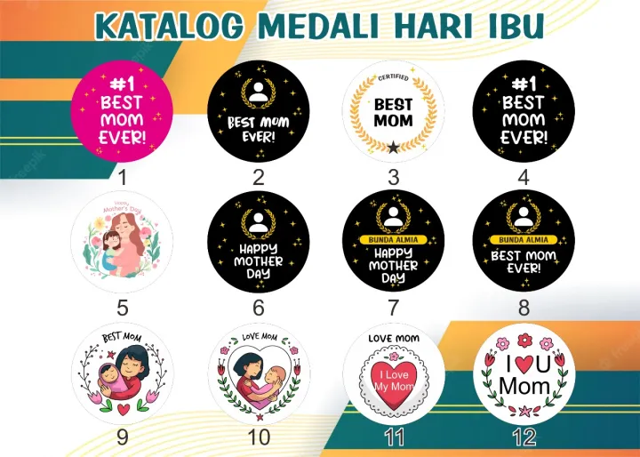 MEDALI HARI IBU / MEDALI BEST MOM EVER /MEDALI CUSTOM HADIAH KADO ULANG ...