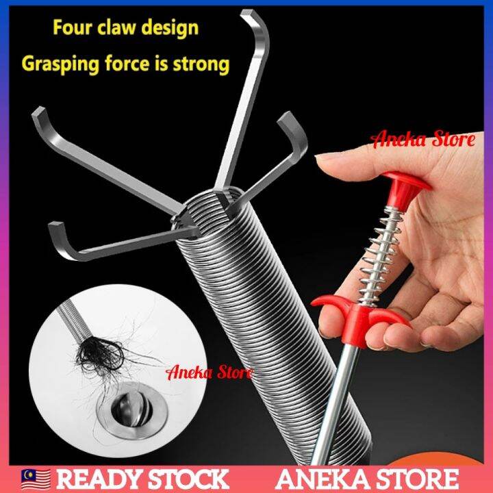 💥READY STOCK💥 Multipurpose Snake Dredge Spring Gripper Plunger Drain ...