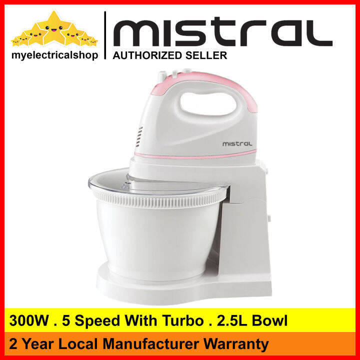 Mistral MHM502 Hand Mixer ( With Rotary 2.5L Plastic Bowl ) PINK | Lazada