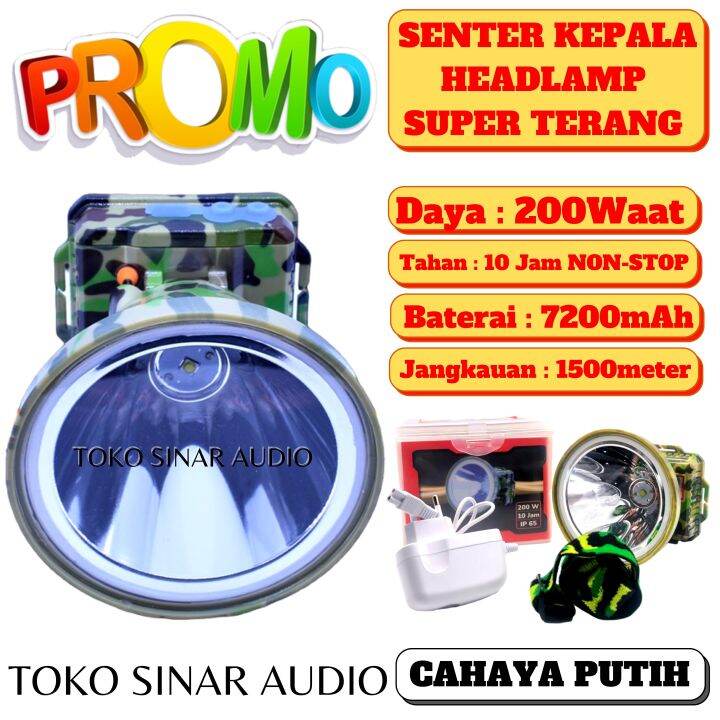 Senter Kepala Motif Army AOKI AK-S200 200w 200 Watt Super Led Baterai ...