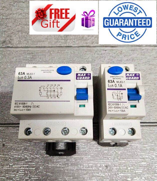 🎁+SMALL FREE GIFT 🎁 SIRIM APPROVED ORIGINAL MAXGUARD ELCB 40A 63A RCCB ...