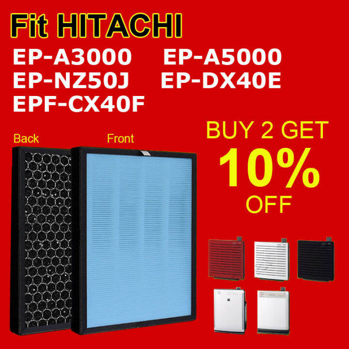 เปลี่ยนสำหรับ Hitachi EP-A3000 & EP-A5000 EP-A5100C EP-NZ50J EPF-CX40F HEPA และกรองคาร์บอน ...