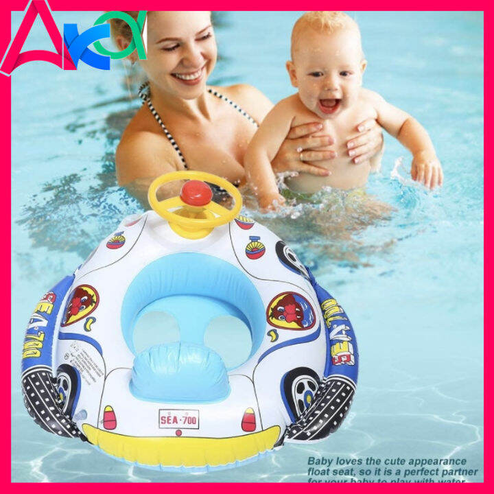 Cute cartoon inflatable pool float,kids swimming ring with seat,boat ...