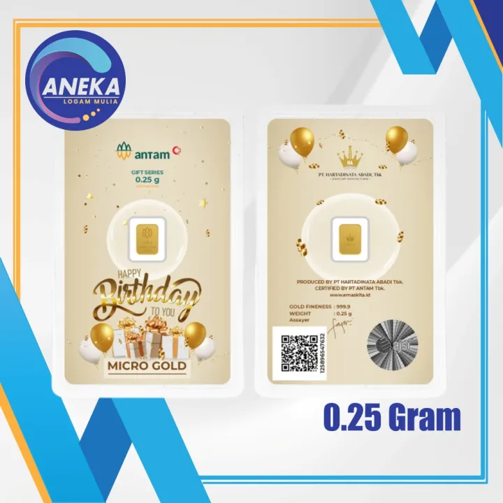 LOGAM MULIA MICRO GOLD ANTAM HARTADINATA 0.25 GRAM BIRTHDAY GOLD SERIES ...