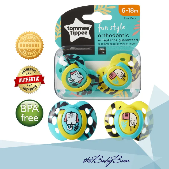 Tommee Tippee Fun Style Animal Themed Pacifier Elephant Bird ( 2pcs ...