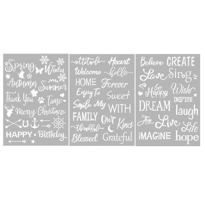 3 Pieces Set Word Painting Stencil Embossed Alphabet Letter Template ...