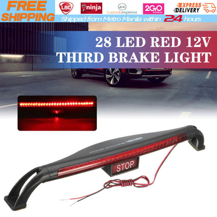 【Local Warehouse】Universal Red LED Additional Brake Light Bar 28LED 12V Car High Mount Stop Lamp ...