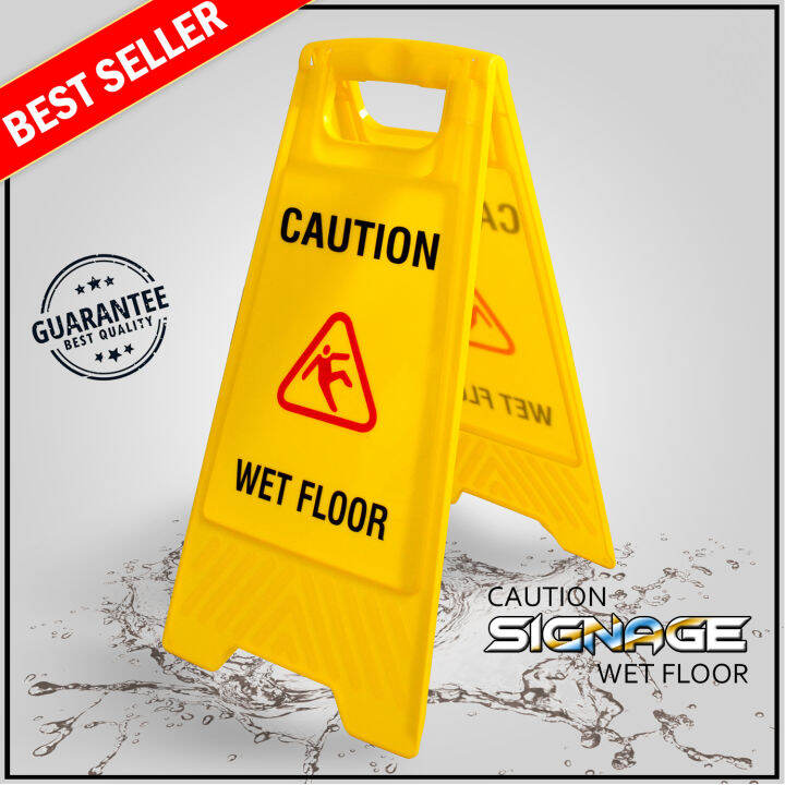 Floor Sign Caution Wet Floor Heavy Duty Double Sided Yellow Safety ...