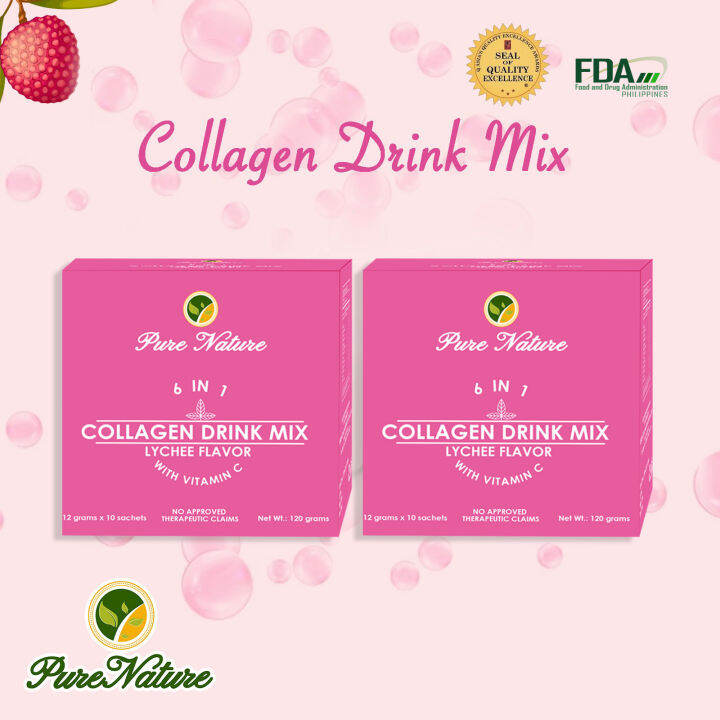 COLLAGEN DRINK MIX 6-IN-1 PURE NATURE │Sweetened by STEVIA [Bundle of 2 ...