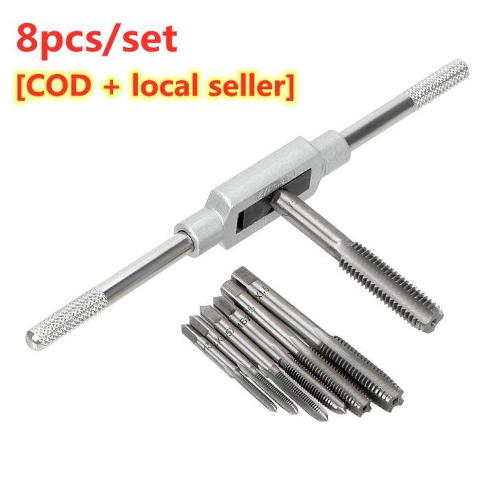 8Pcs/set M3 to M12 Hand Screw Machine Metric Taper Plug Tap Drill Bit Kit With Tap Wrench ...