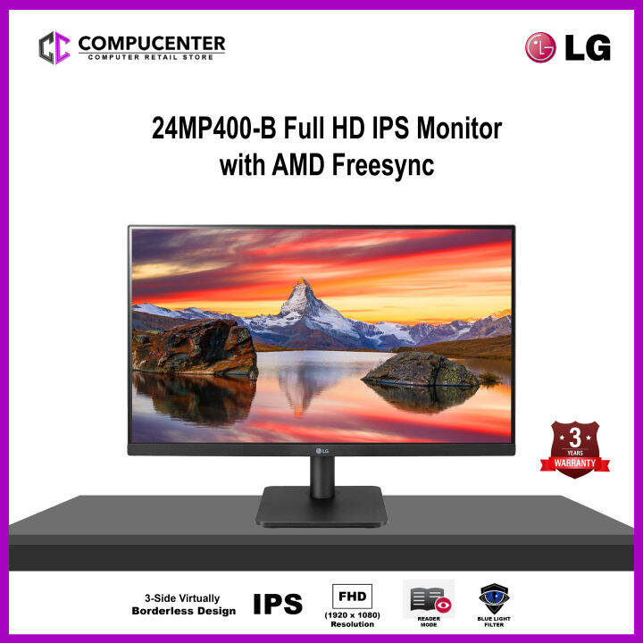LG 24MP400-B Full HD 1080P IPS Monitor with AMD FeeSync | Lazada PH