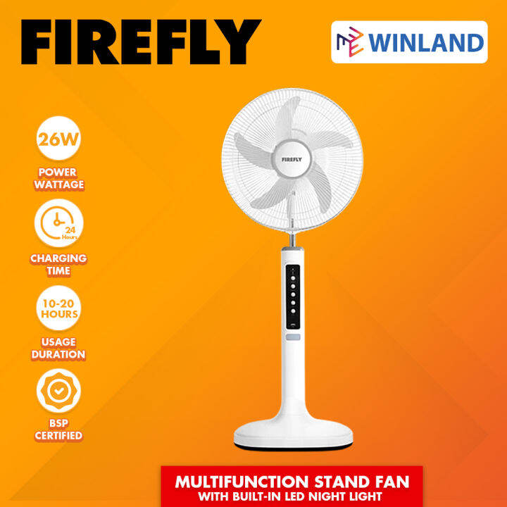 FIREFLY by Winland Multifunction Stand Fan w/ Built-in LED Night Light ...