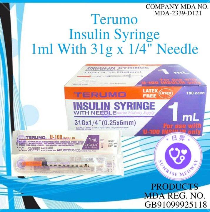 Terumo Insulin Syringe, 1ml With 31g x 1/4" Needle, 100 pcs/box | Lazada