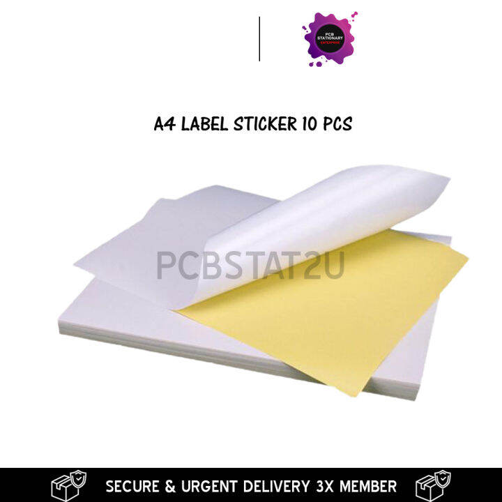 A4 Label Sticker A4 Paper - Pack of 10 (Laser / Inkjet Printer ...