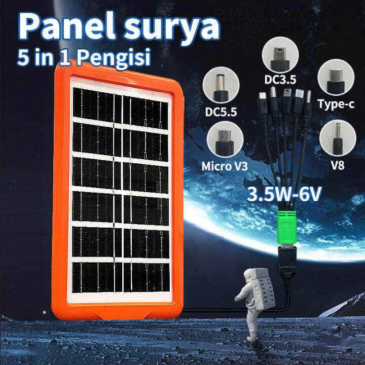 Panel surya 6v3.5w monokristal silikon luar panel fotovoltaik nyaman luar ruangan USB dengan 5 ...