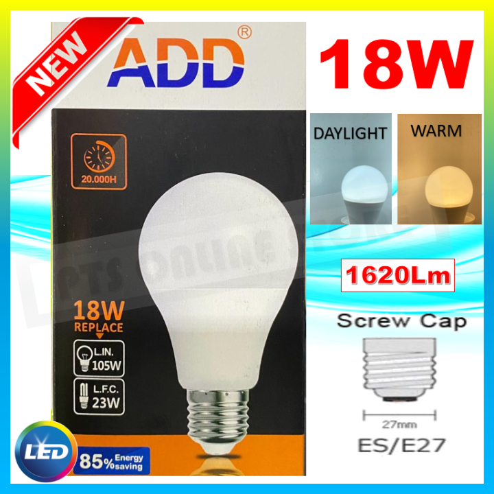 ADD 15W / 18W LED BULB E27- DAYLIGHT Mentol LED Bulat Lamp Bulb | Lazada