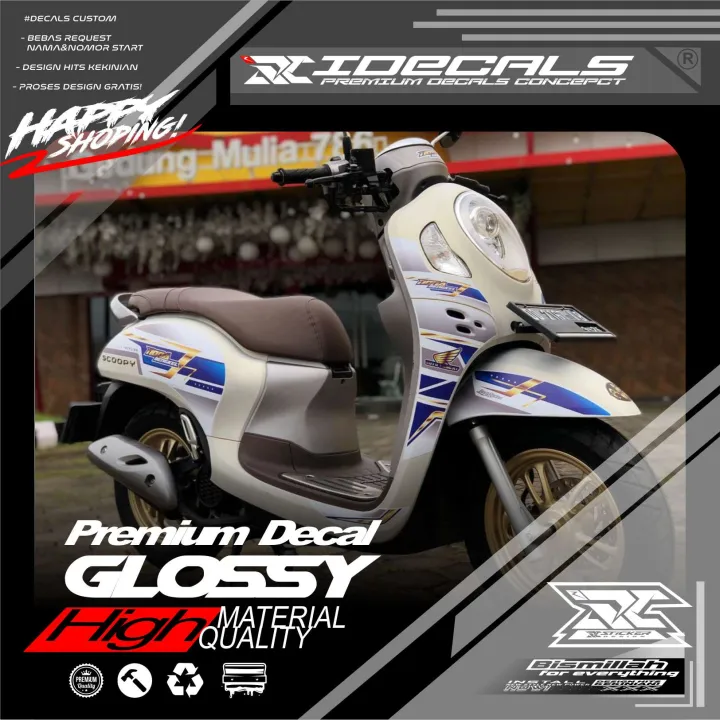 00178 sticker decals fullbody honda scoopy new 2020 tema racing garis ...
