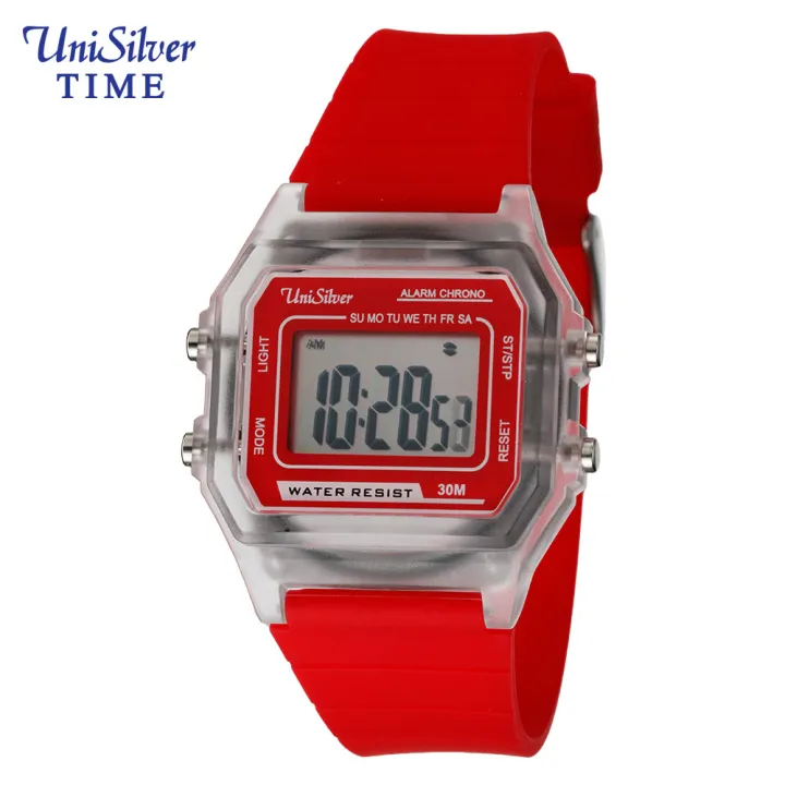UniSilver TIME GROOVY Unisex Medium Digital Transparent (Clear) White ...