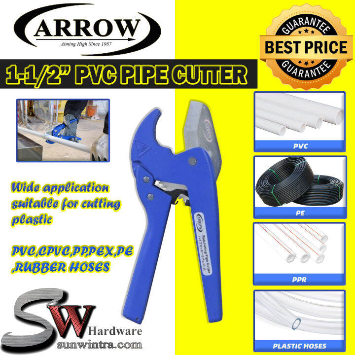 SW HARDWARE ARROW 1-1/2" Heavy Duty Ratcheting PVC Pipe Cutter / PVC ...