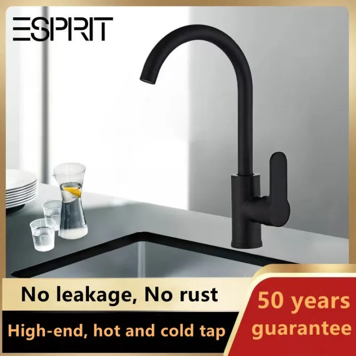 Easen 304 Stainless Steel 360° Matte Black Hot and Cold Kitchen Sink ...