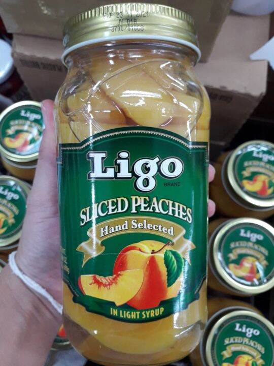 ลูกพีชในน้ำเชื่อม พีชในน้ำเชื่อม พีช 680กรัม ลิโก้ Ligo Sliced Peaches ...