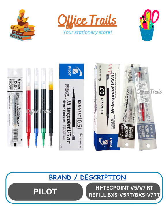 Pilot Refill For Hi-Tecpoint V5RT V7RT (BXS-V5RT/BXS-V7RT) Gel Refills ...