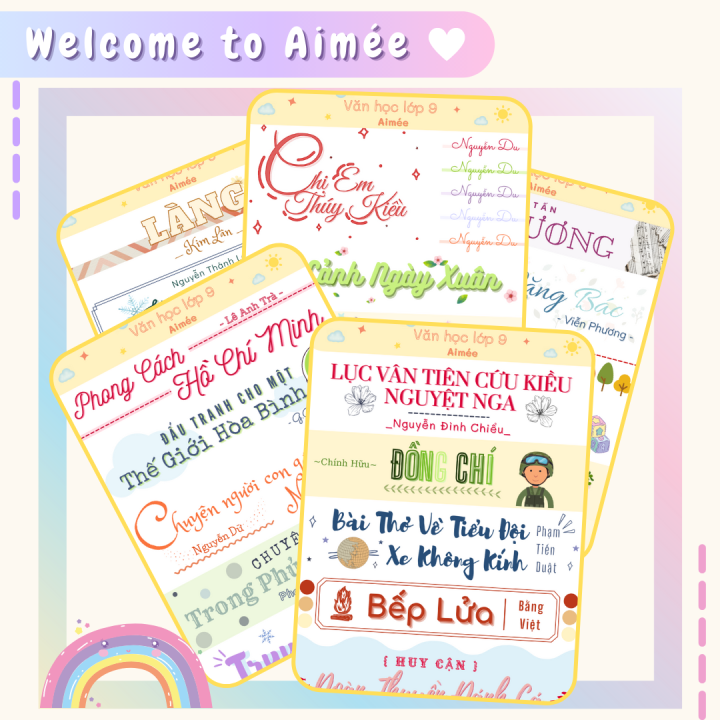 Sticker ngữ văn 9, tiêu đề văn học 9 ( Set 5 tấm sticker) | AIMÉE ...