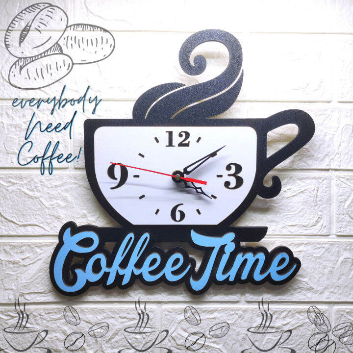 Jam Hiasan Dinding Estetik Unik Huruf Timbul Coffee Time | Lazada Indonesia