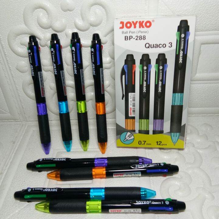 Pulpen 4 warna merek Joyko Quaco isi 12 pcs /Ball pen | Lazada Indonesia