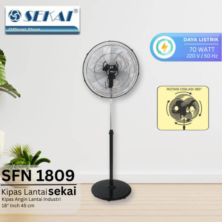 Sekai Stand Fan 18" inch SFN 1809 / Kipas Angin Berdiri Baling besi ...