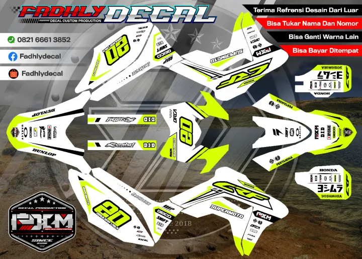 DECAL CRF 150L Fullbody Putih Hijau Stabilo Keren Sticker Fullbody ...