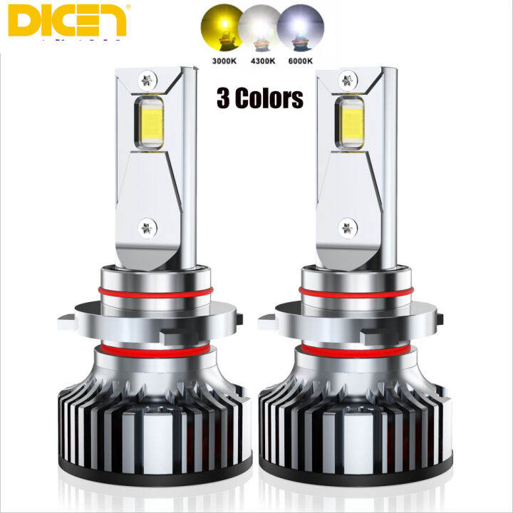 DICN 1คู่120W 24000LM 3สีรถ LED H1 H3 H7 H8 H9 H11 9005 9006 HB3 HB4 H4ไฟหน้ารถ Led 3000K 4300K ...