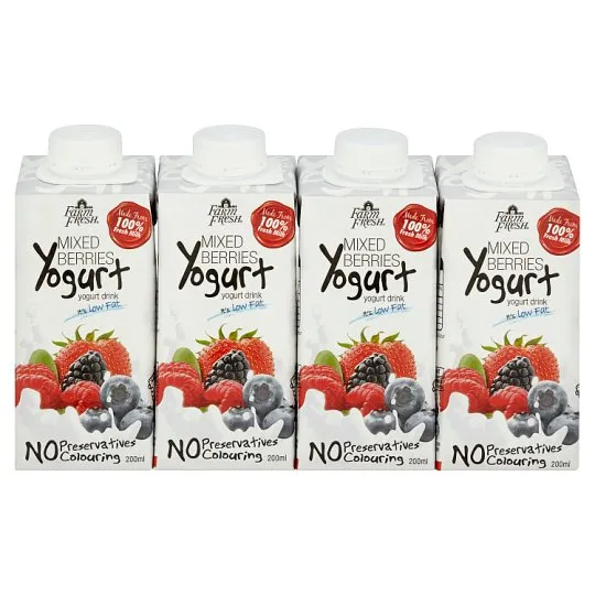 Farm Fresh Mix Berries Yogurt 200 ml X 12 boxes Susu Yogurt Farm Fresh ...