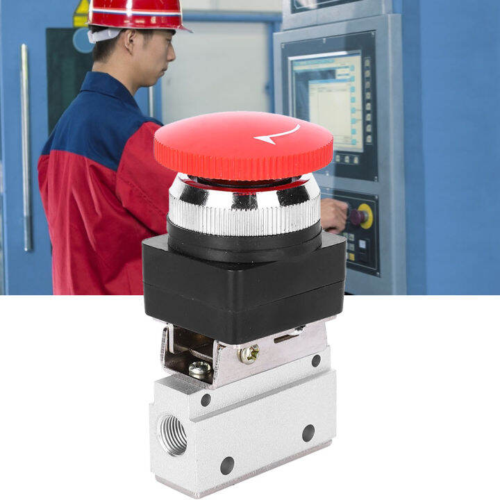 2 Position 3 Way G1/8 Pneumatic Mechanical Valve Mushroom Push Button Switch Air Mechanical ...