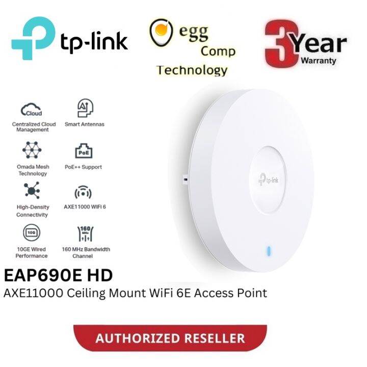 TP-Link Omada EAP690E HD AXE11000 Ceiling Mount Quad-Band WiFi 6E ...