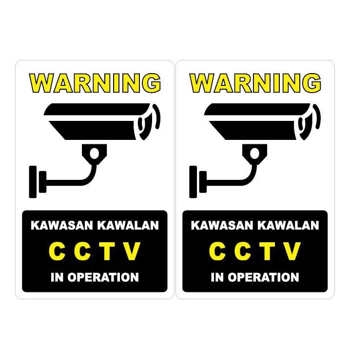 WARNING CCTV IN OPERATION / KAWASAN KAWALAN CCTV VINYL SIGN STICKER 2'S ...