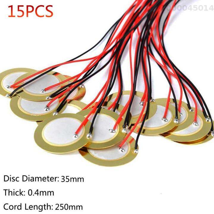 15pcs Piezo Pickup 20mm Piezo Amplifiers Discs Piezo Disc Transducer Contact Microphone Trigger ...