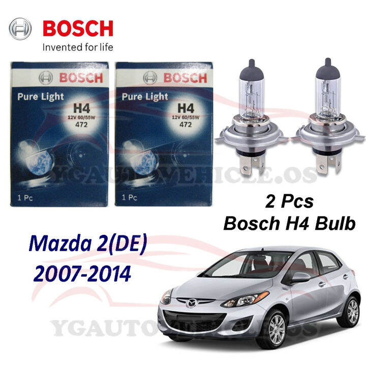 Mazda 2(DE) Headlamp Light Bulb Bosch H4 12V 55W/100W 2Pcs ...