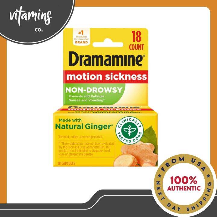 Dramamine Motion Sickness, Prevents Nausea and Vomiting (18 count) Made ...