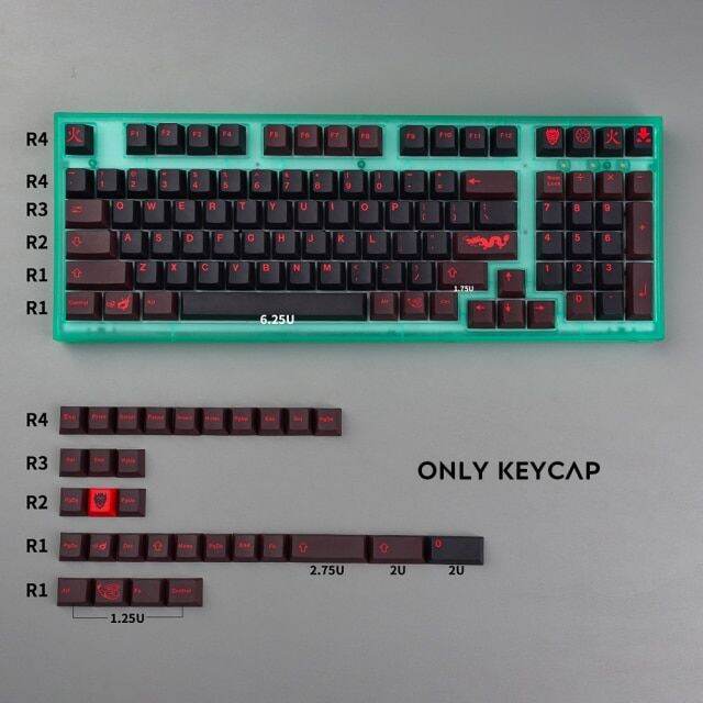 GMK Red Dragon Keycaps PBT DYE-SUB Cherry Profile 129 Keys Keycap For ...