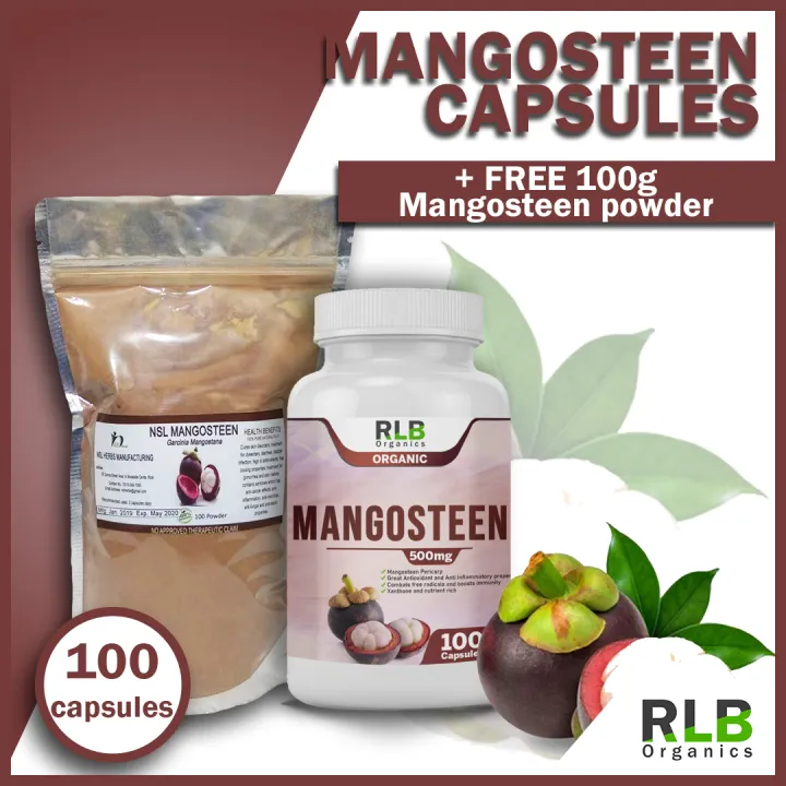 Pure Organic Natural Mangosteen Capsules (100 Capsules) + FREE 100 ...