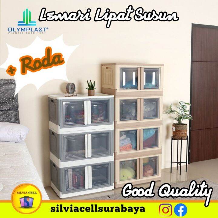 Lemari Lipat Susun plastik + roda | Lazada Indonesia