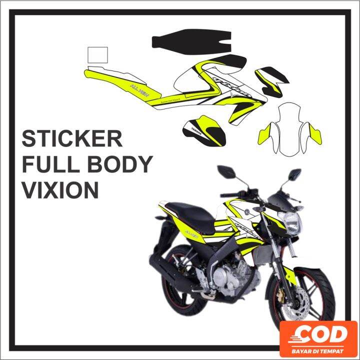 Stiker MOTOR VIXION R Full Body Sticker VIXIONR Motif Garis Hijau Putih ...