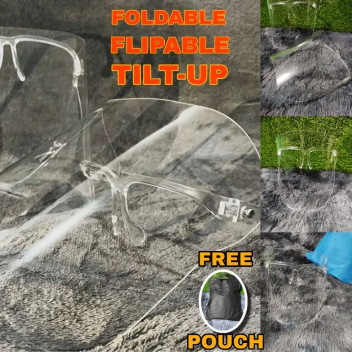 Face Shield Acrylic Flip-Up Foldable Full Face Shield Liftable Blocc ...