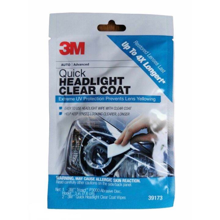3M 39173 Quick Headlight Clear Coat ชุดขัดโคมไฟหน้ารถยนต์ 1 ซอง | Lazada.co.th