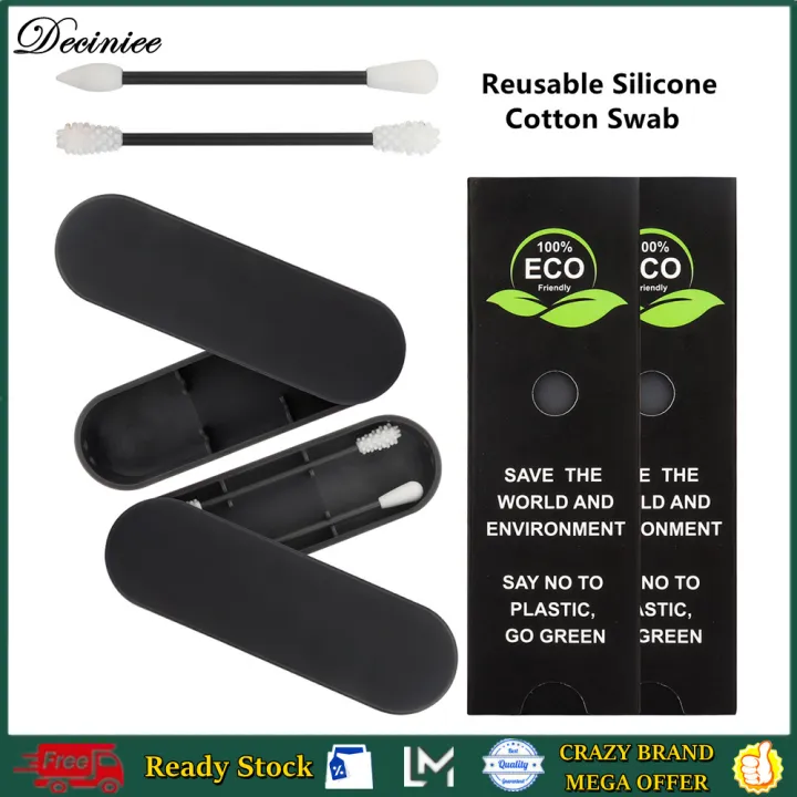 2pcs/set Double-ended Eco-friendly ABS+Silicone Spiral Cotton Swab ...