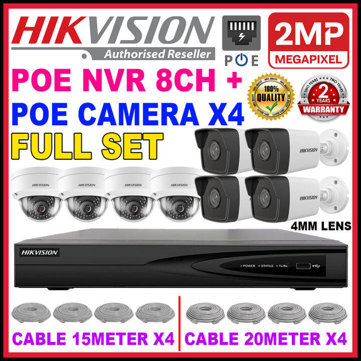 HIK HIKVISION 🌟8-CHANNEL🌟 Full Set Package 2.0MP IP POE Network Plug And Play 2mp Cctv 8CH NVR ...