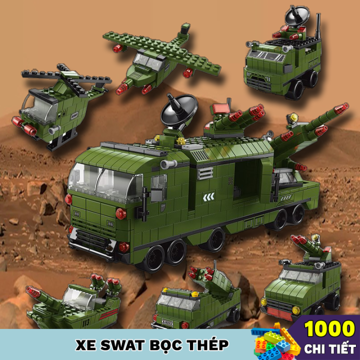 [1000 Chi Tiết] Bộ Lego Xếp Hình Swat Xe Bọc Thép Máy Bay Quân Sự Trực ...