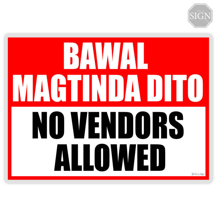 No Vendors Allowed - Laminated Signage - A4 Size | Lazada PH